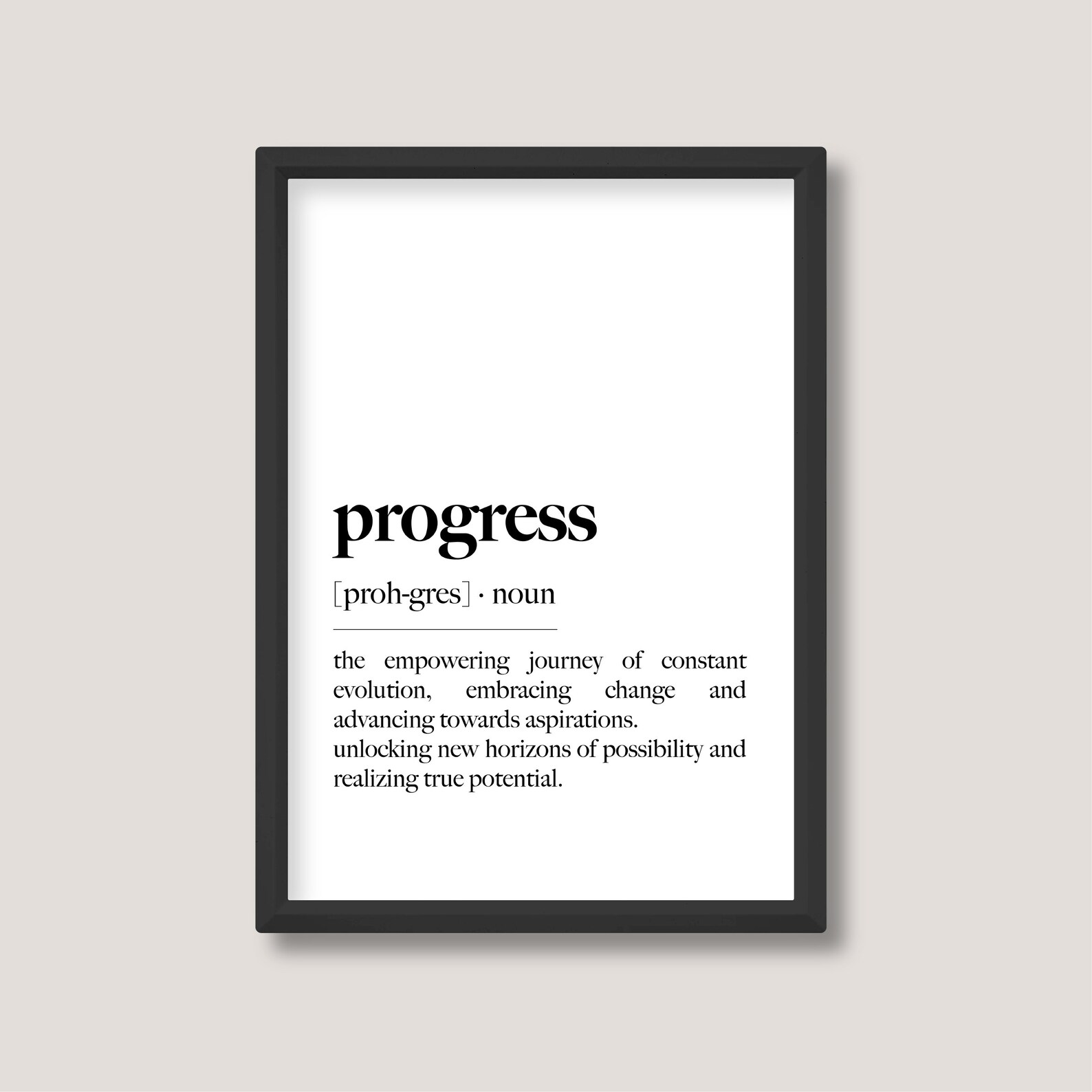 Progress | Definition Print | Minimalist Black and White Wall Art | A5 ...