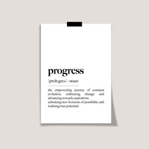 Progress | Definition Print | Minimalist Black and White Wall Art | A5 ...