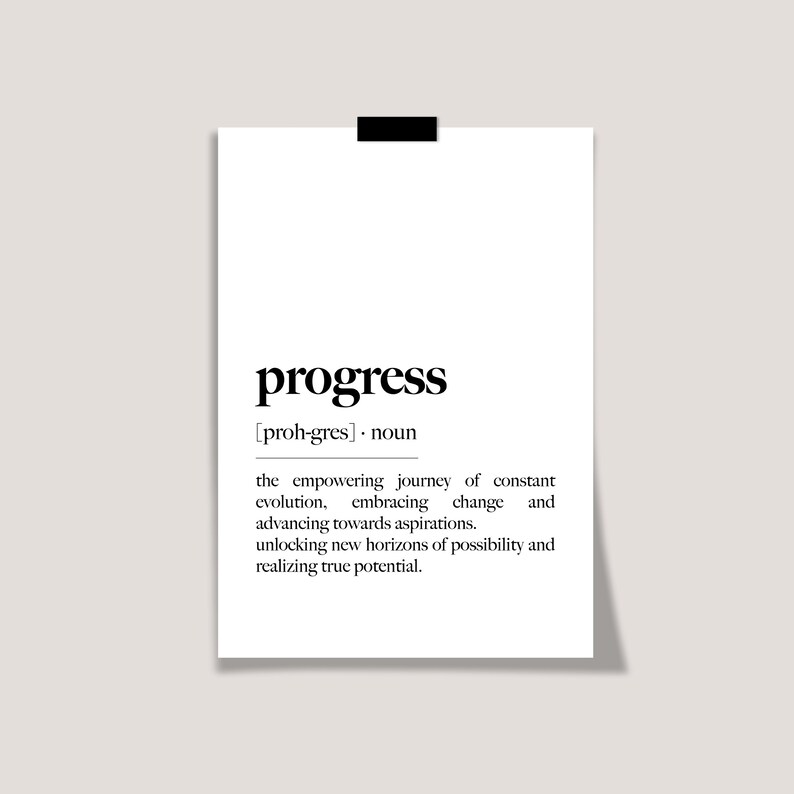 Progress | Definition Print | Minimalist Black and White Wall Art | A5 ...