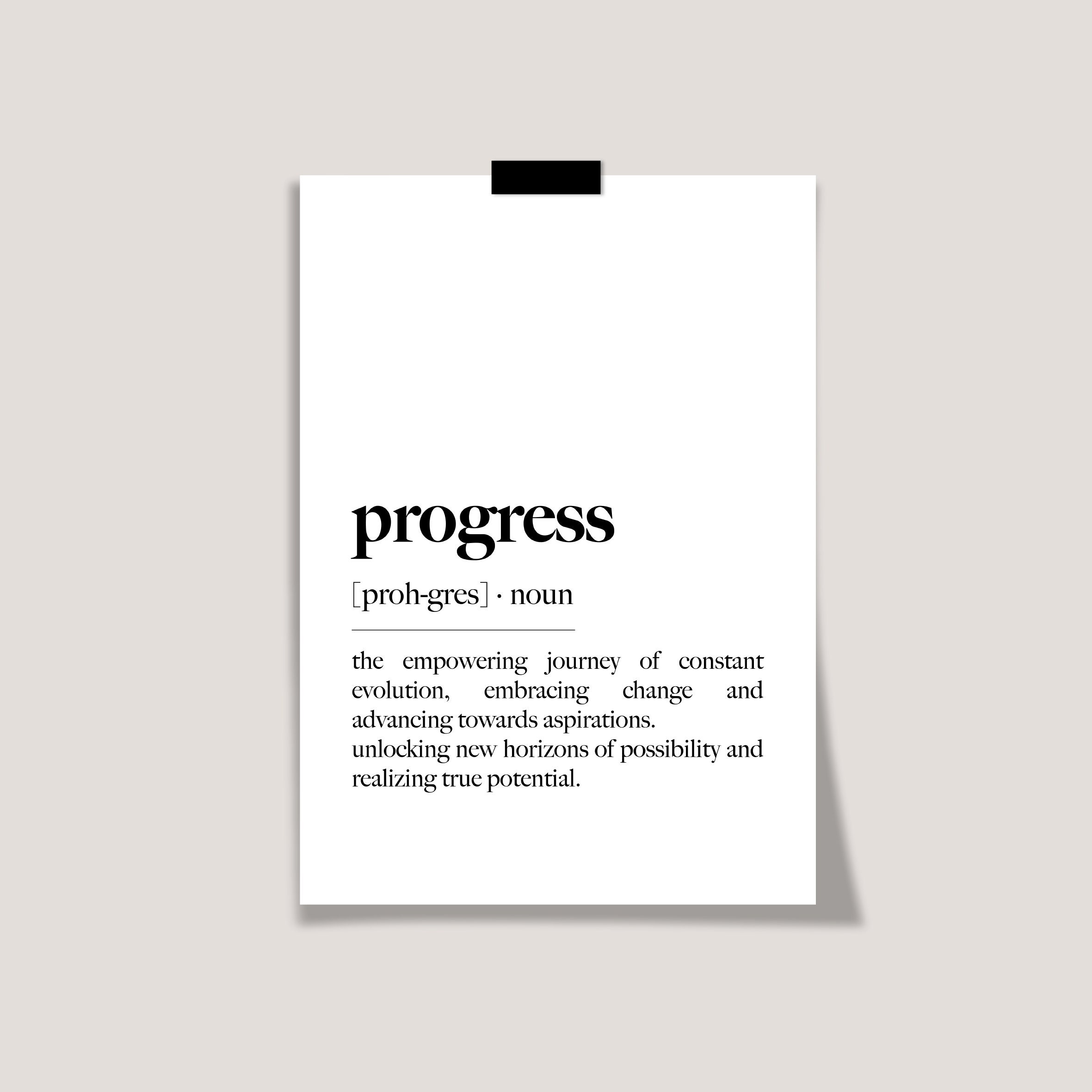 Progress | Definition Print | Minimalist Black and White Wall Art | A5 ...
