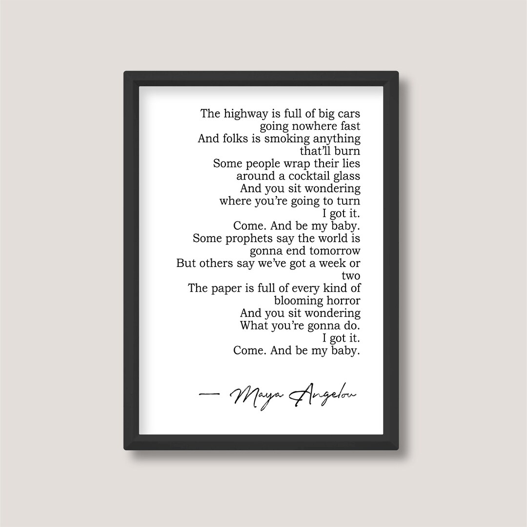 Come and Be My Baby by Maya Angelou | Love Relationship Poem Literacy ...