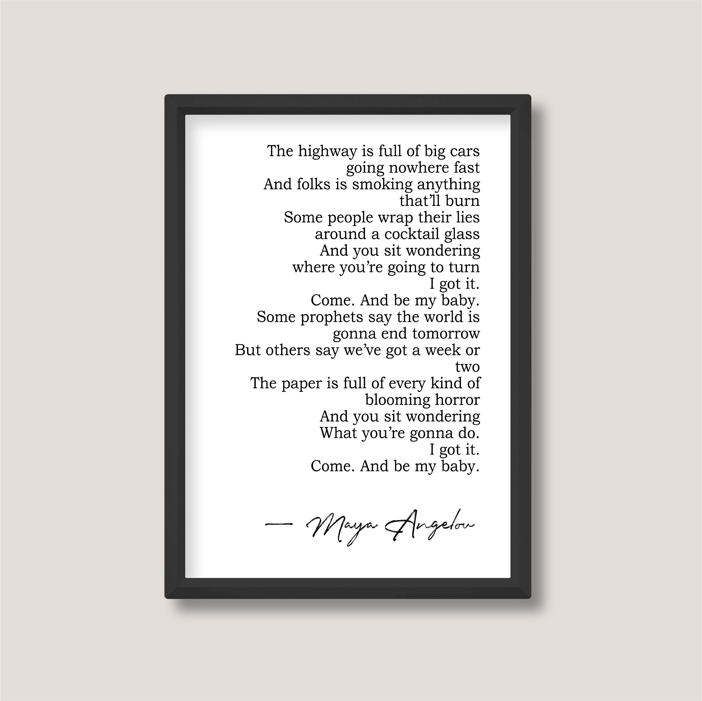 Come and Be My Baby by Maya Angelou | Love Relationship Poem Literacy ...