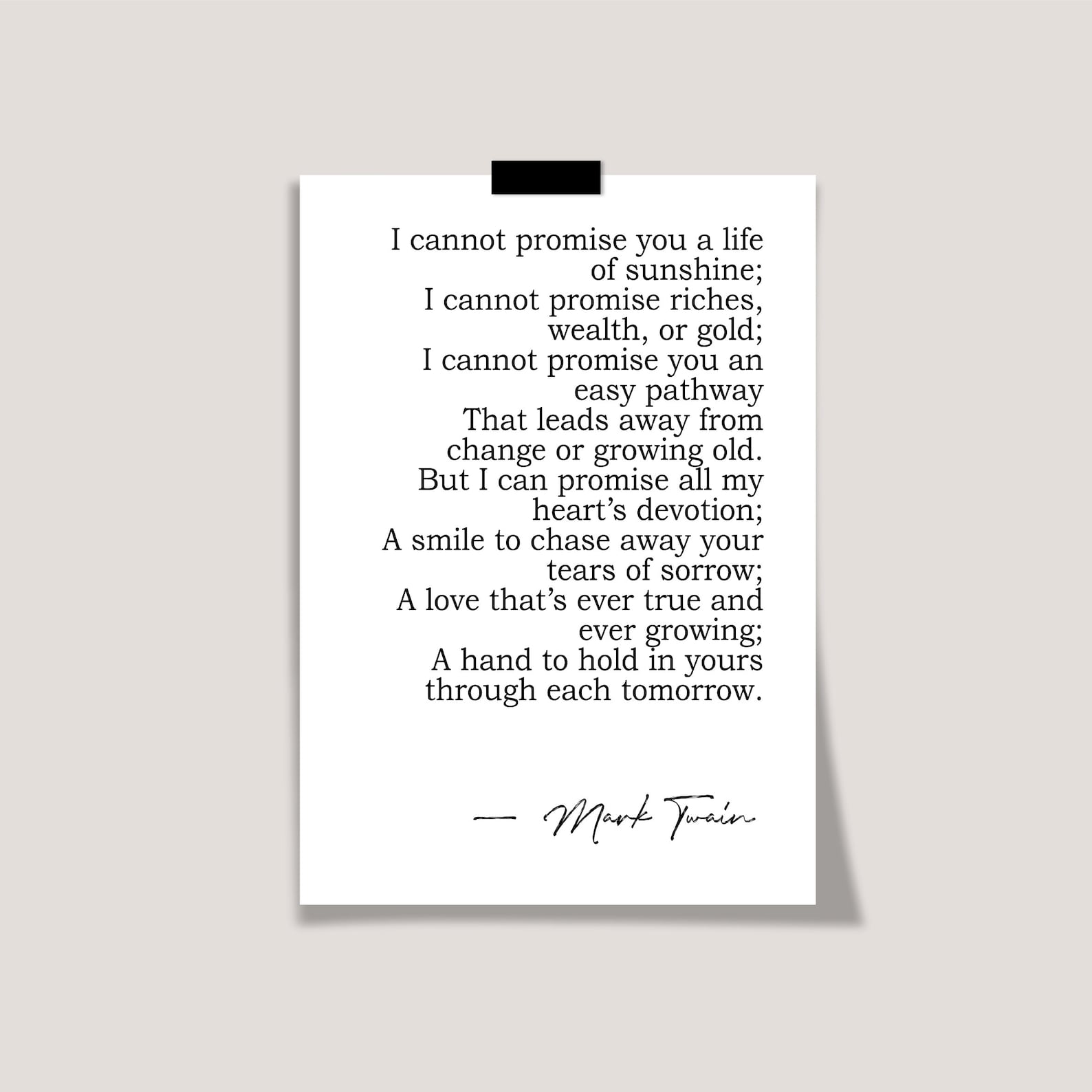 These I Can Promise by Mark Twain | Love Relationship Poem Literacy ...