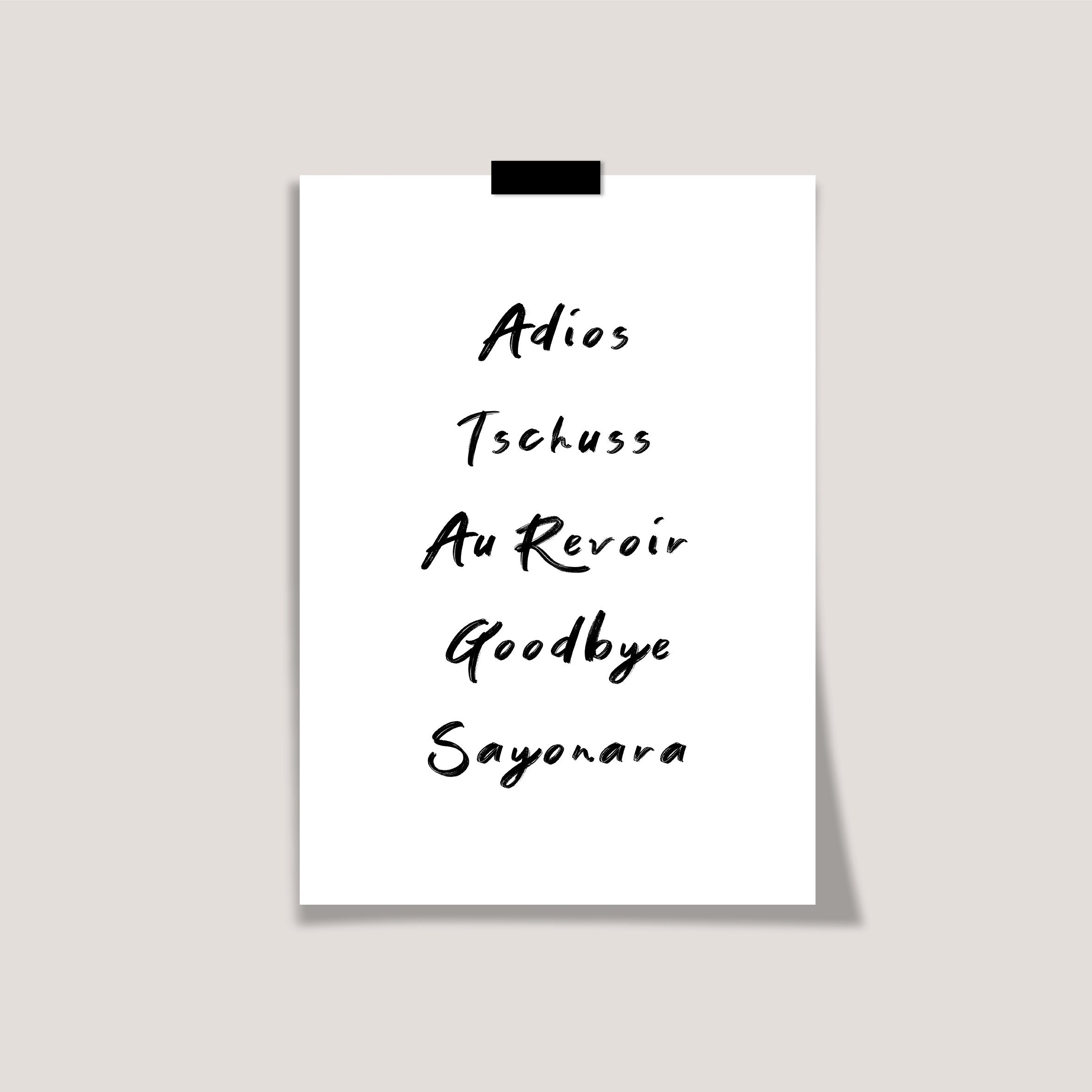 Goodbye in Different Languages | Handwriting Quote Print | Minimalist ...