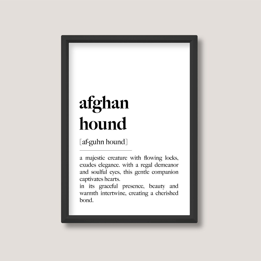 Afghan Hound | Dog Breed Definition Print | Minimalist Black and White ...