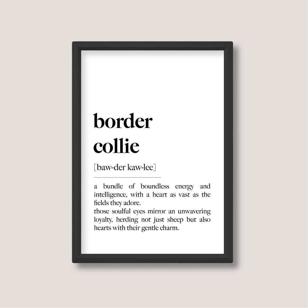 Border Collie | Dog Breed Definition Print | Minimalist Black and White ...