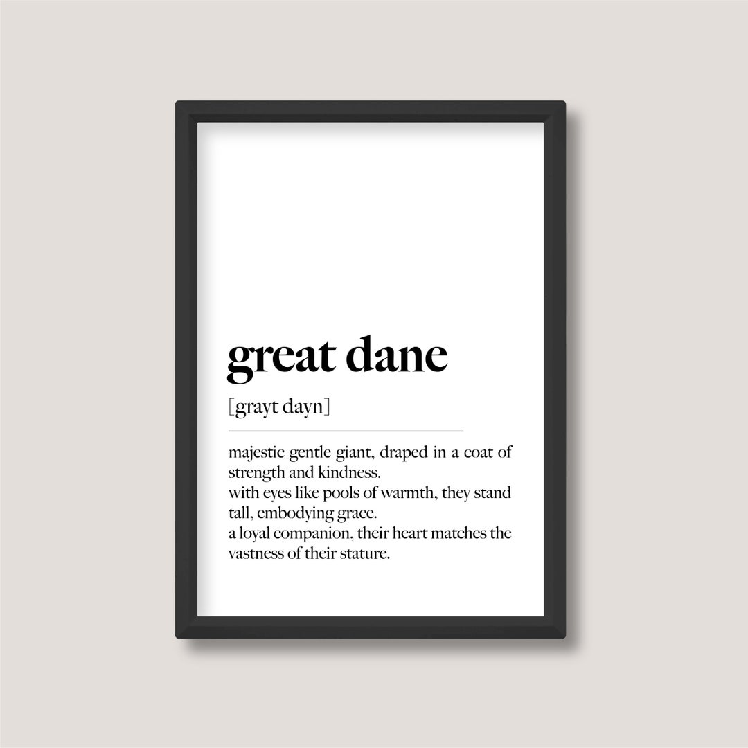 Great Dane | Dog Breed Definition Print | Minimalist Black and White ...