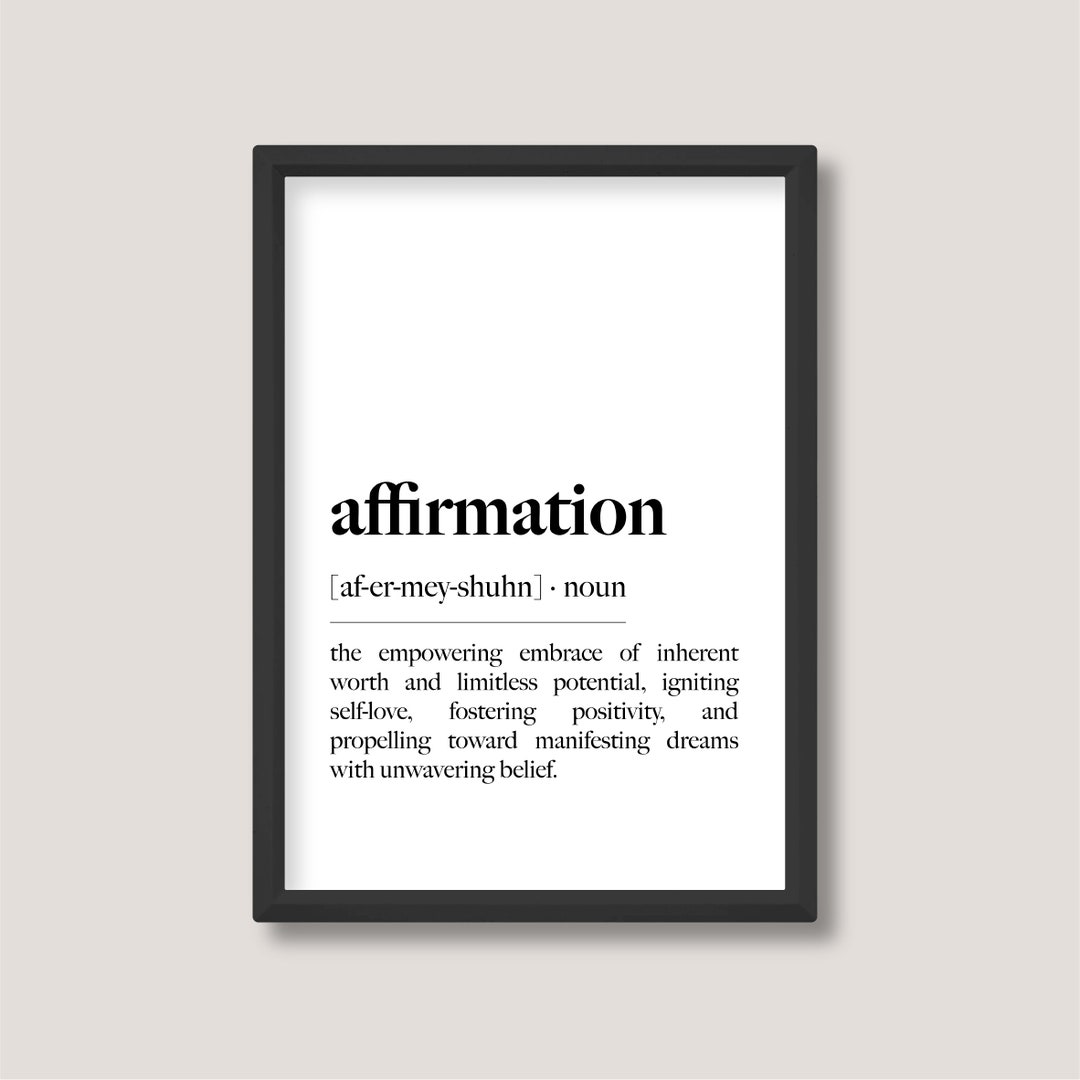 Affirmation | Definition Print | Minimalist Black and White Wall Art ...