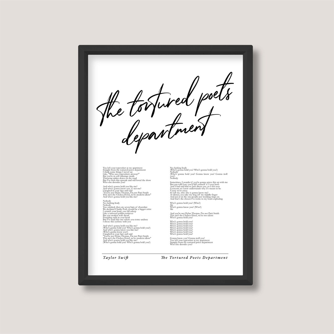 The Tortured Poets Department Song Lyrics Taylor Swift the Tortured ...