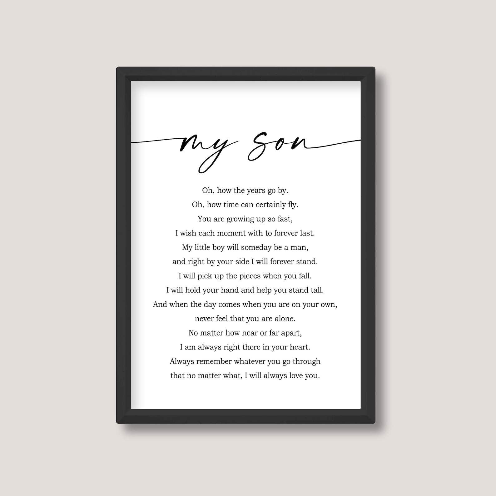 To My Son Poem | Gift From Parent | Heartfelt Meaningful | Minimalist ...