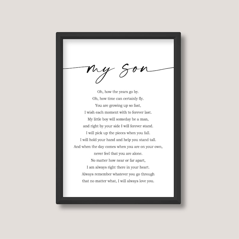 To My Son Poem | Gift From Parent | Heartfelt Meaningful | Minimalist ...