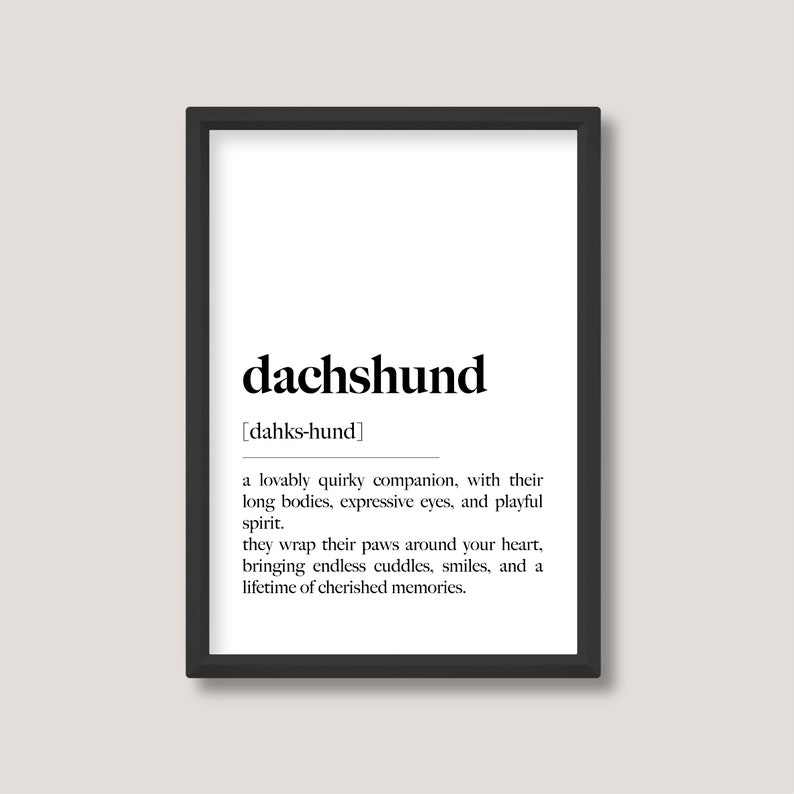 Dachshund | Dog Breed Definition Print | Minimalist Black and White ...