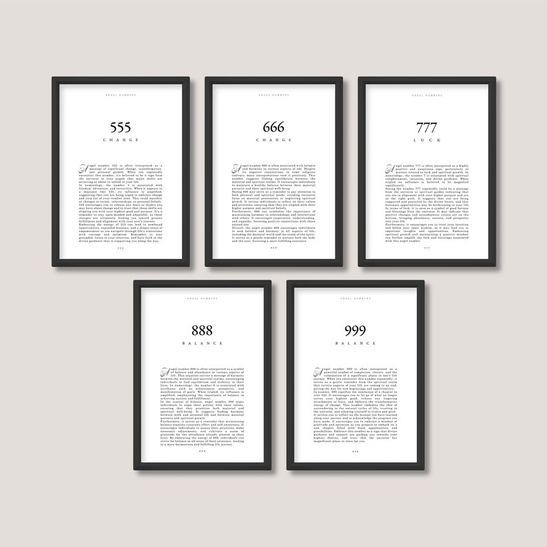 222 Alignment | Angel Number Definition Print | Minimalist Black and ...