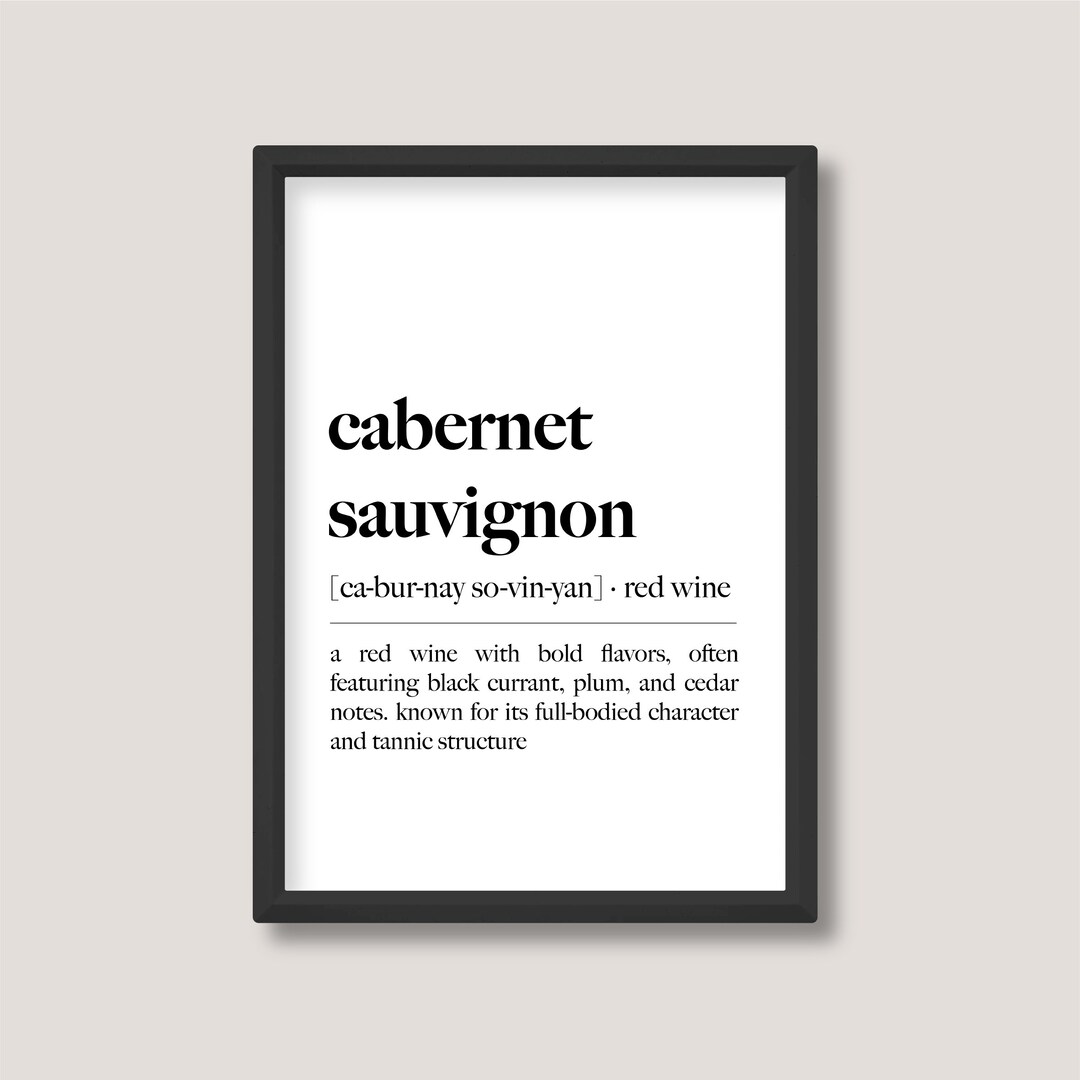 Cabernet Sauvignon | Alcohol Red Wine Definition Print | Minimalist ...