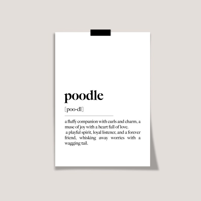 Poodle | Dog Breed Definition Print | Minimalist Black and White Wall ...