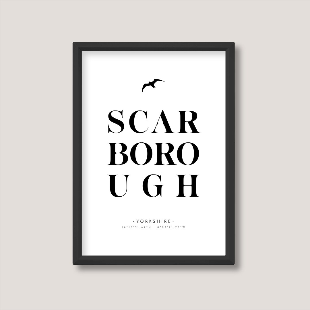 Scarborough Town Name Print | British Seaside Holiday Destination ...