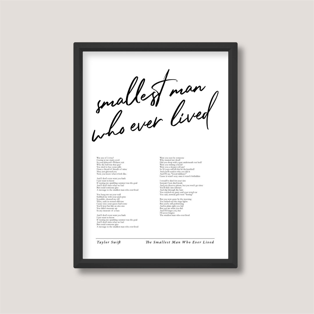 The Smallest Man Who Ever Lived Song Lyrics | Taylor Swift the Tortured ...