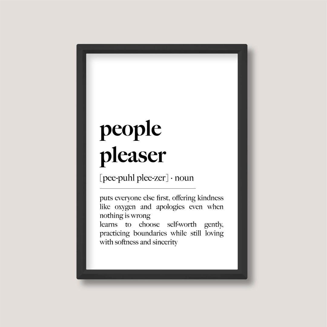 People Pleaser | Definition Print | Minimalist Black and White Wall Art ...