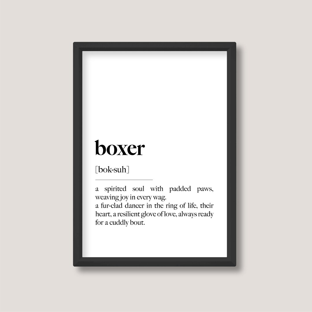 Boxer | Dog Breed Definition Print | Minimalist Black and White Wall ...