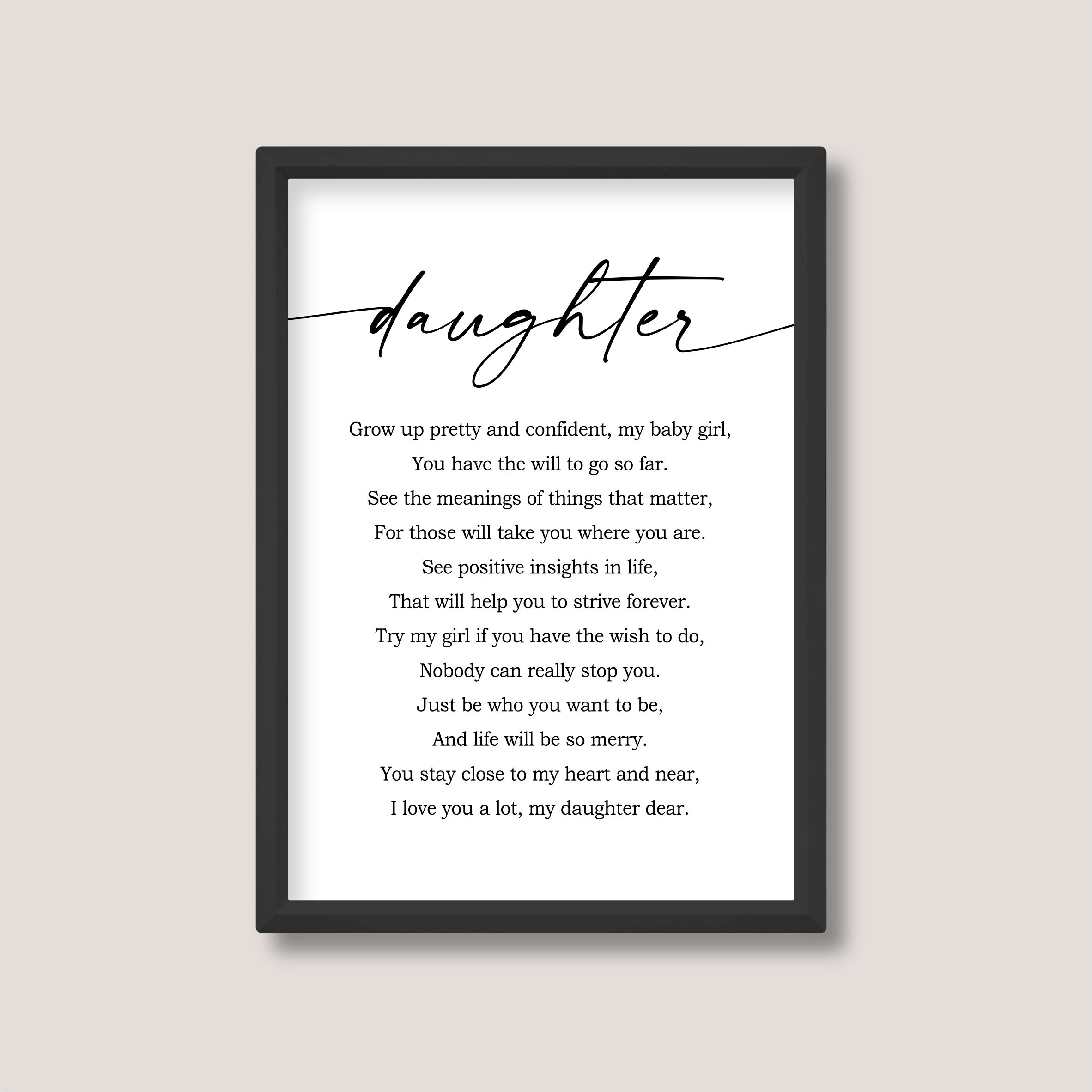 To My Daughter Poem | Gift From Parent | Heartfelt Meaningful ...