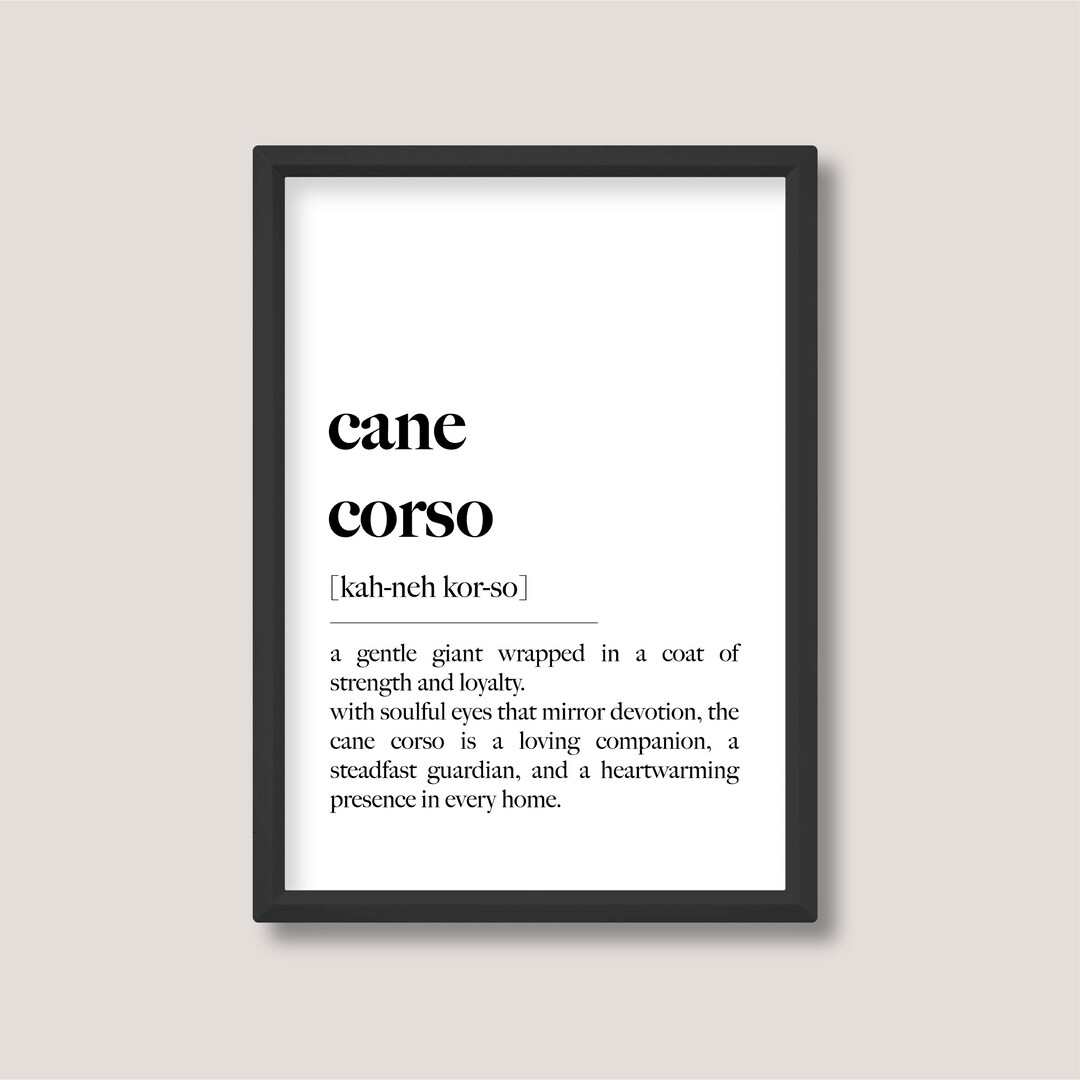 Cane Coro Dog Breed Definition Print Minimalist Black and White Wall ...