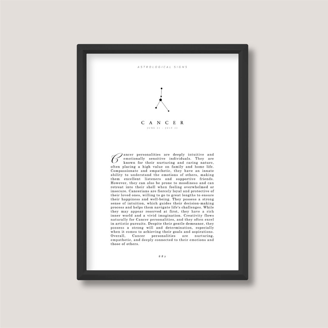 Cancer Constellation | Star Sign Zodiac Definition Print | Minimalist ...