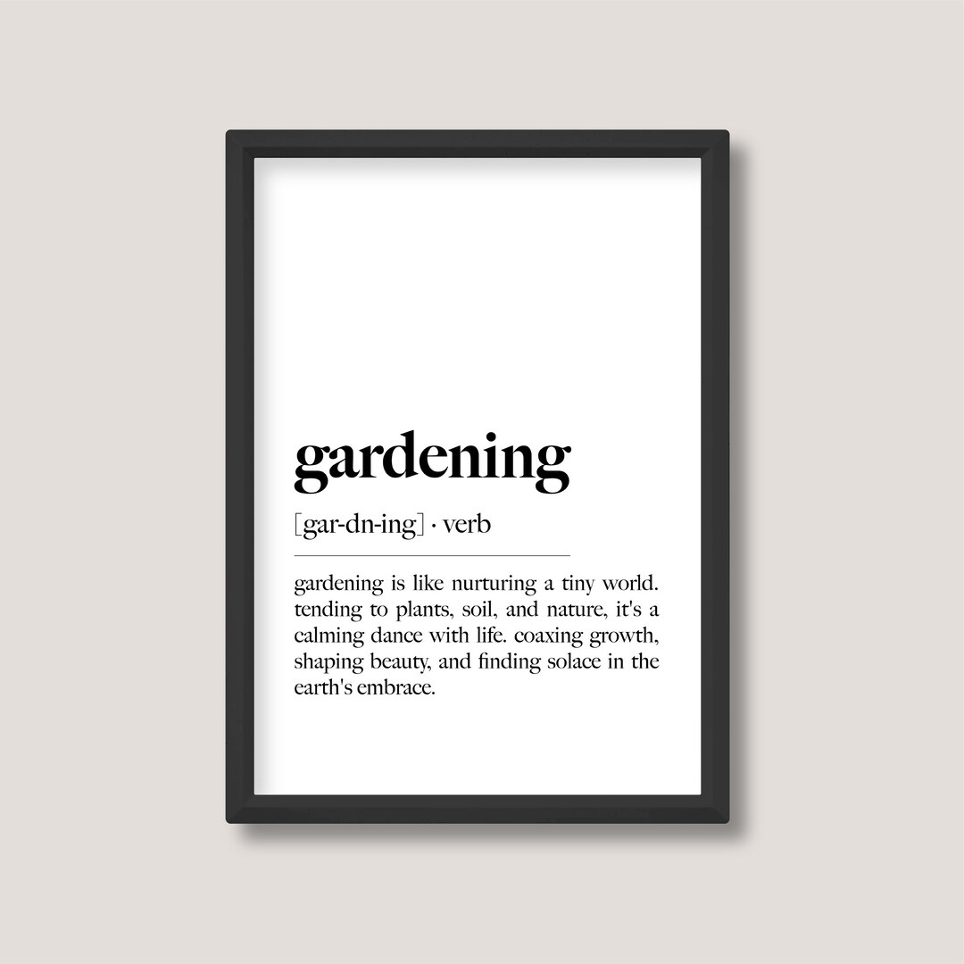 Gardening | Definition Print | Minimalist Black and White Wall Art | A5 ...
