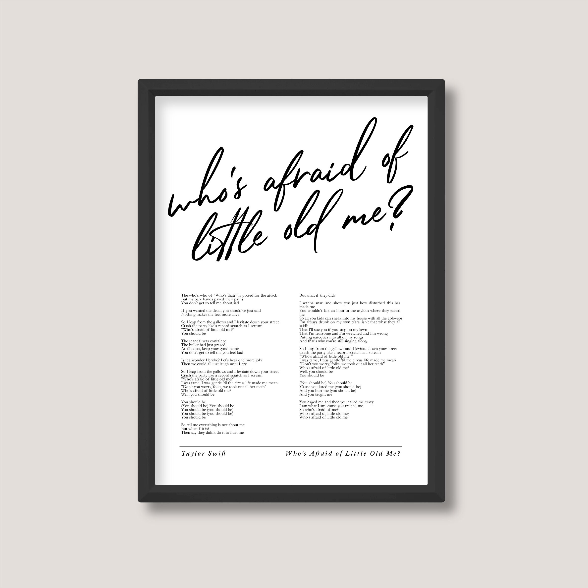 Who's Afraid of Little Old Me? Song Lyrics | Taylor Swift the Tortured ...