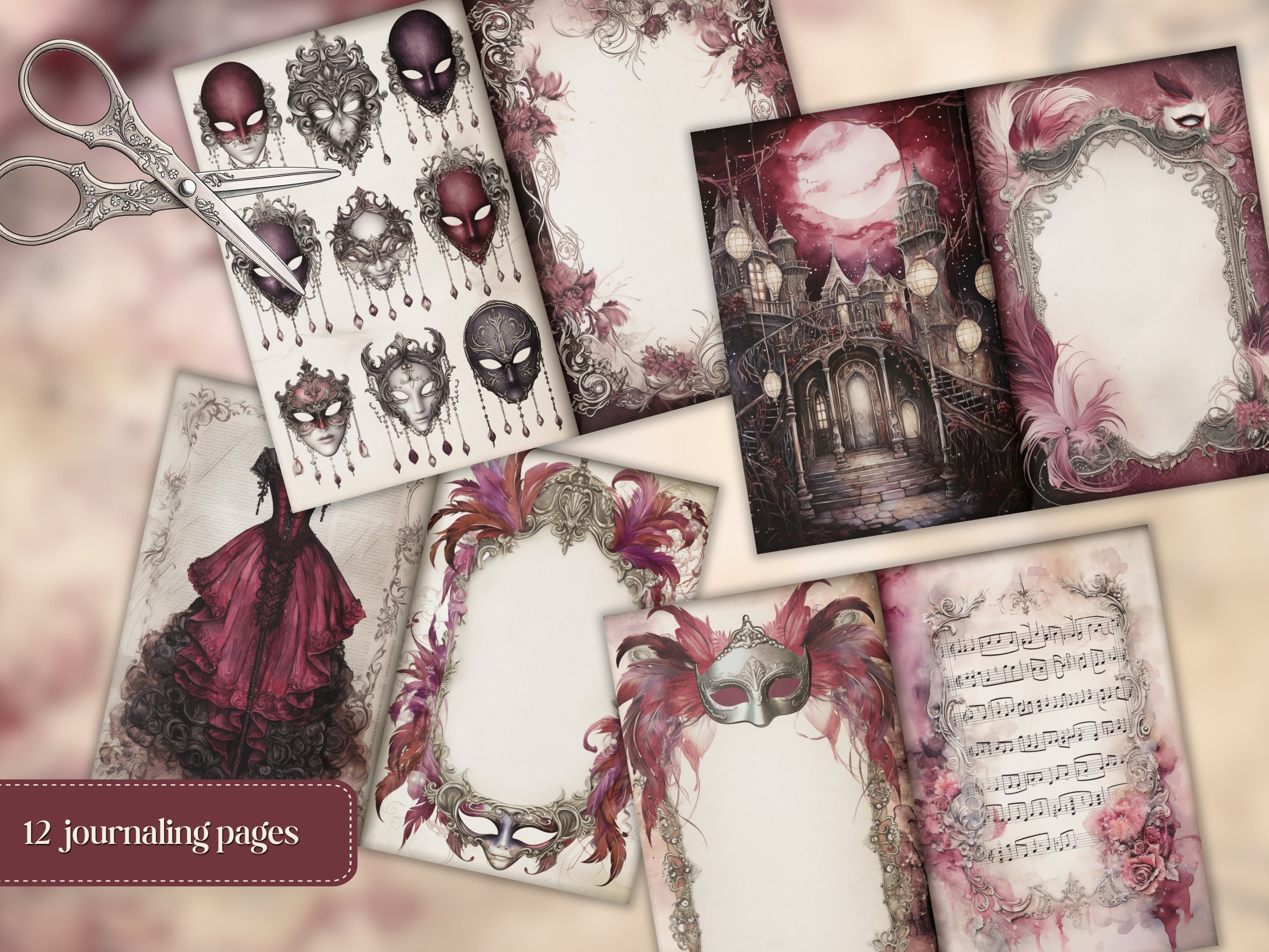 Junk Journal Pages vampire Masquerade Ball Vampire Junk Journal Kit ...