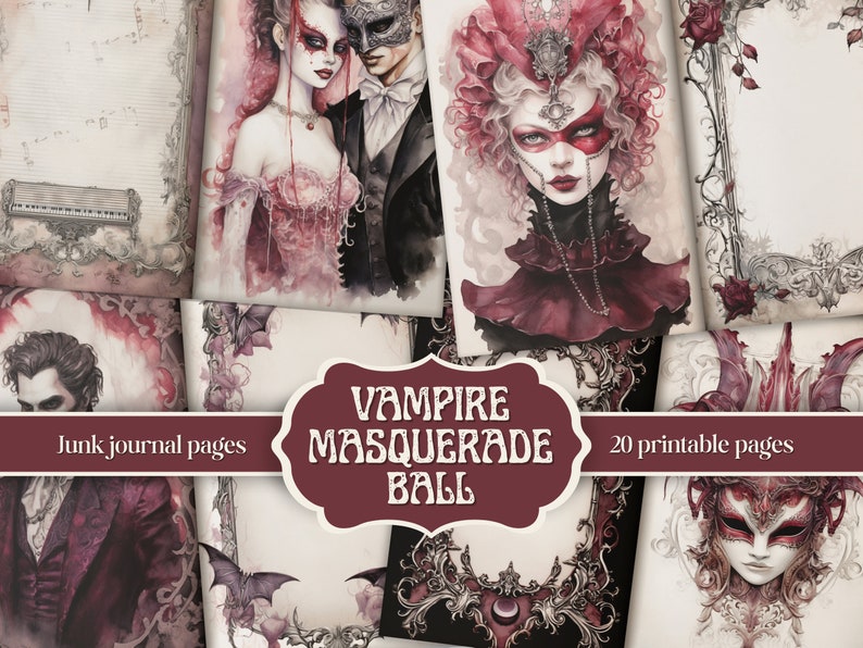 Junk Journal Pages vampire Masquerade Ball Vampire Junk Journal Kit ...