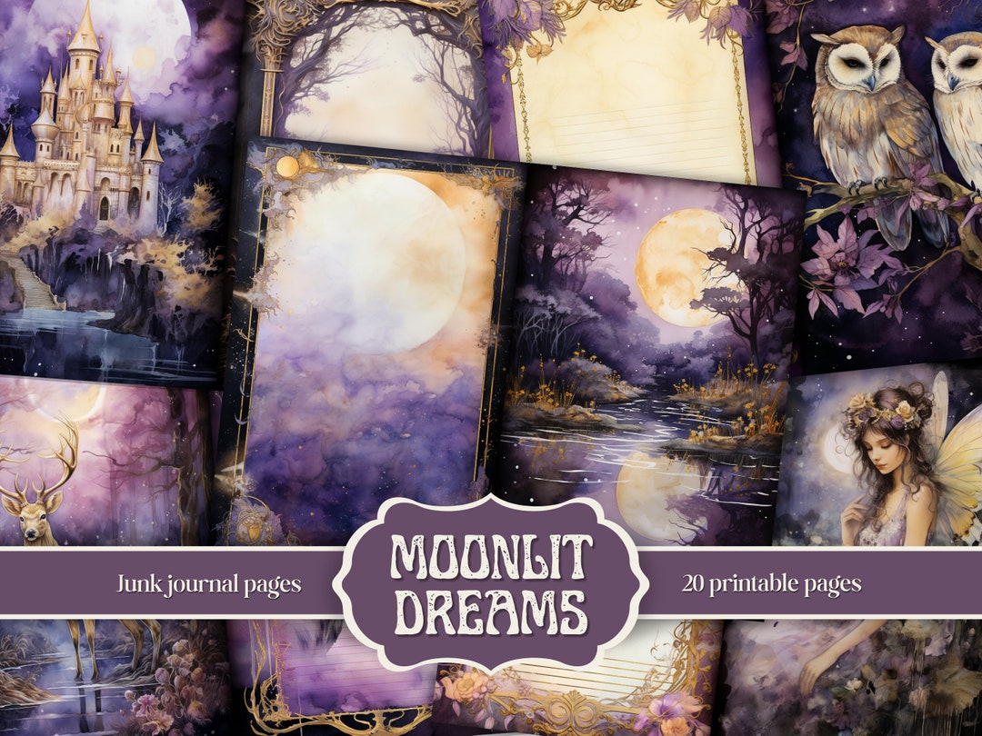 Junk Journal Pages moonlit Dreams Night Junk Journal Kit, Moonlight ...