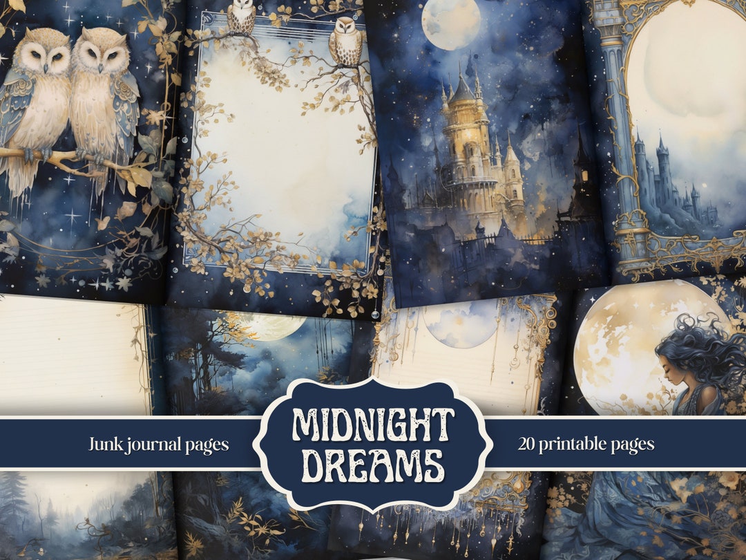 Junk Journal Pages “midnight Dreams” – Moonlit Junk Journal Kit ...