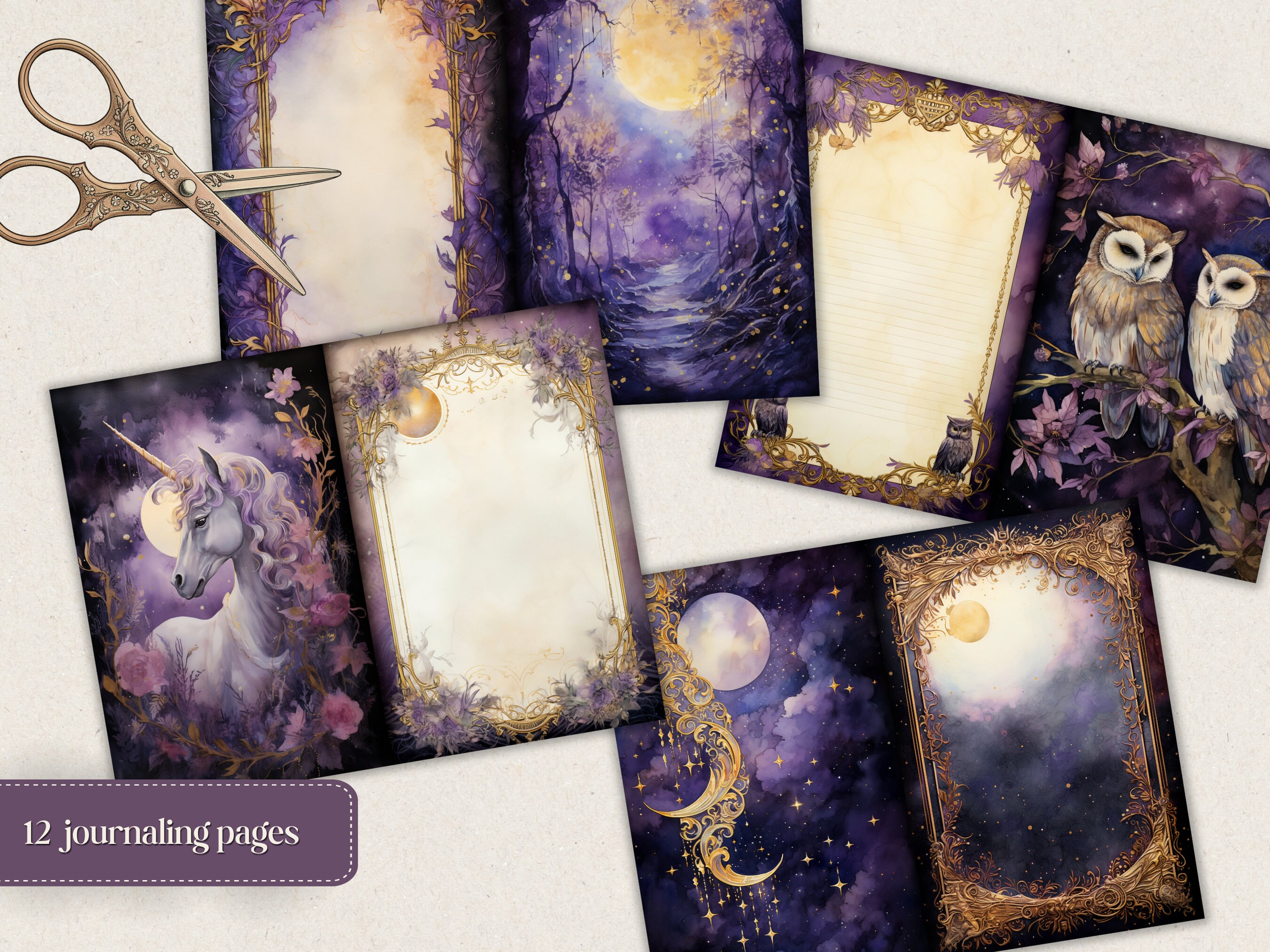 Junk Journal Pages moonlit Dreams Night Junk Journal Kit, Moonlight ...