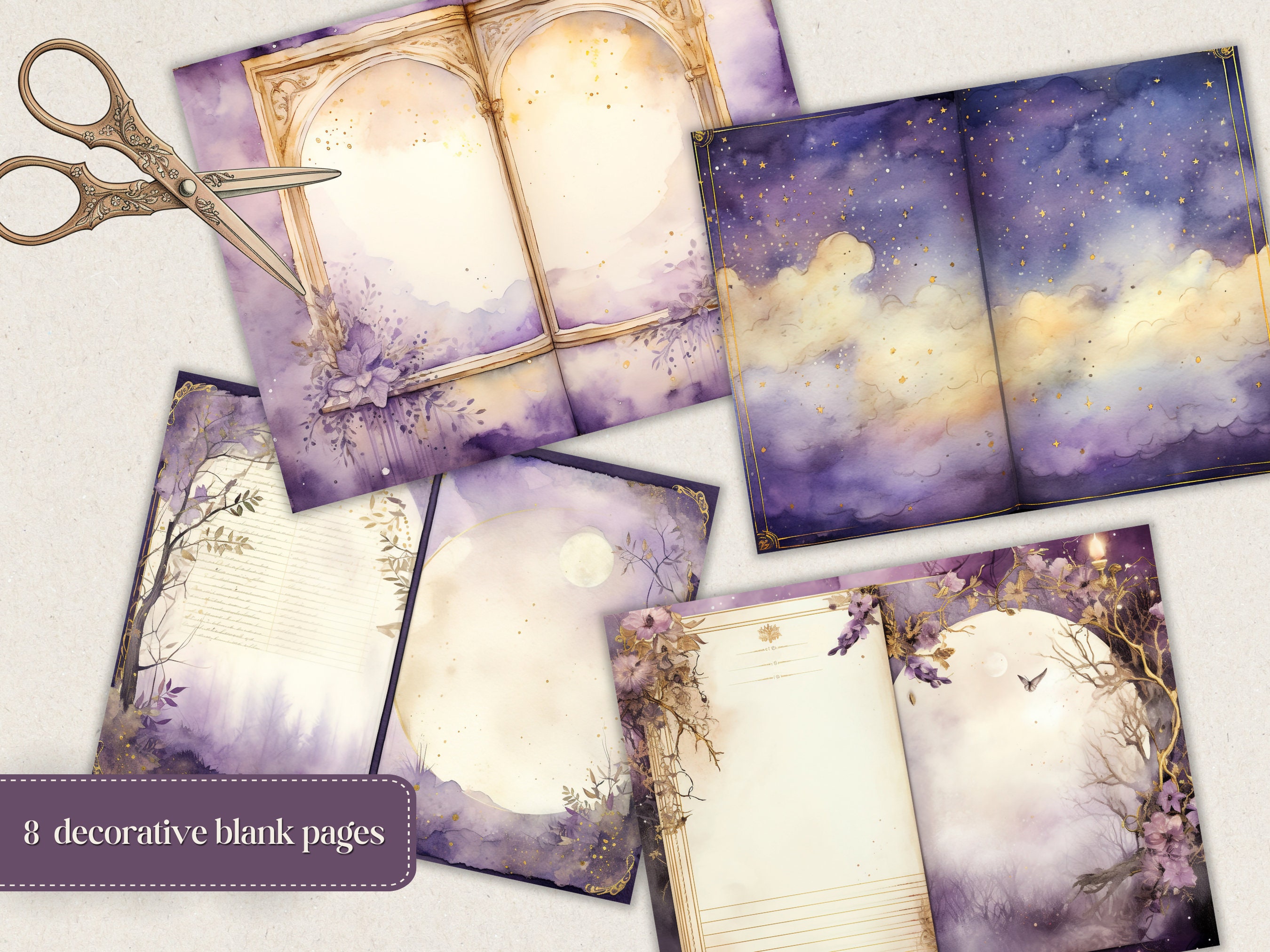 Junk Journal Pages moonlit Dreams Night Junk Journal Kit, Moonlight ...