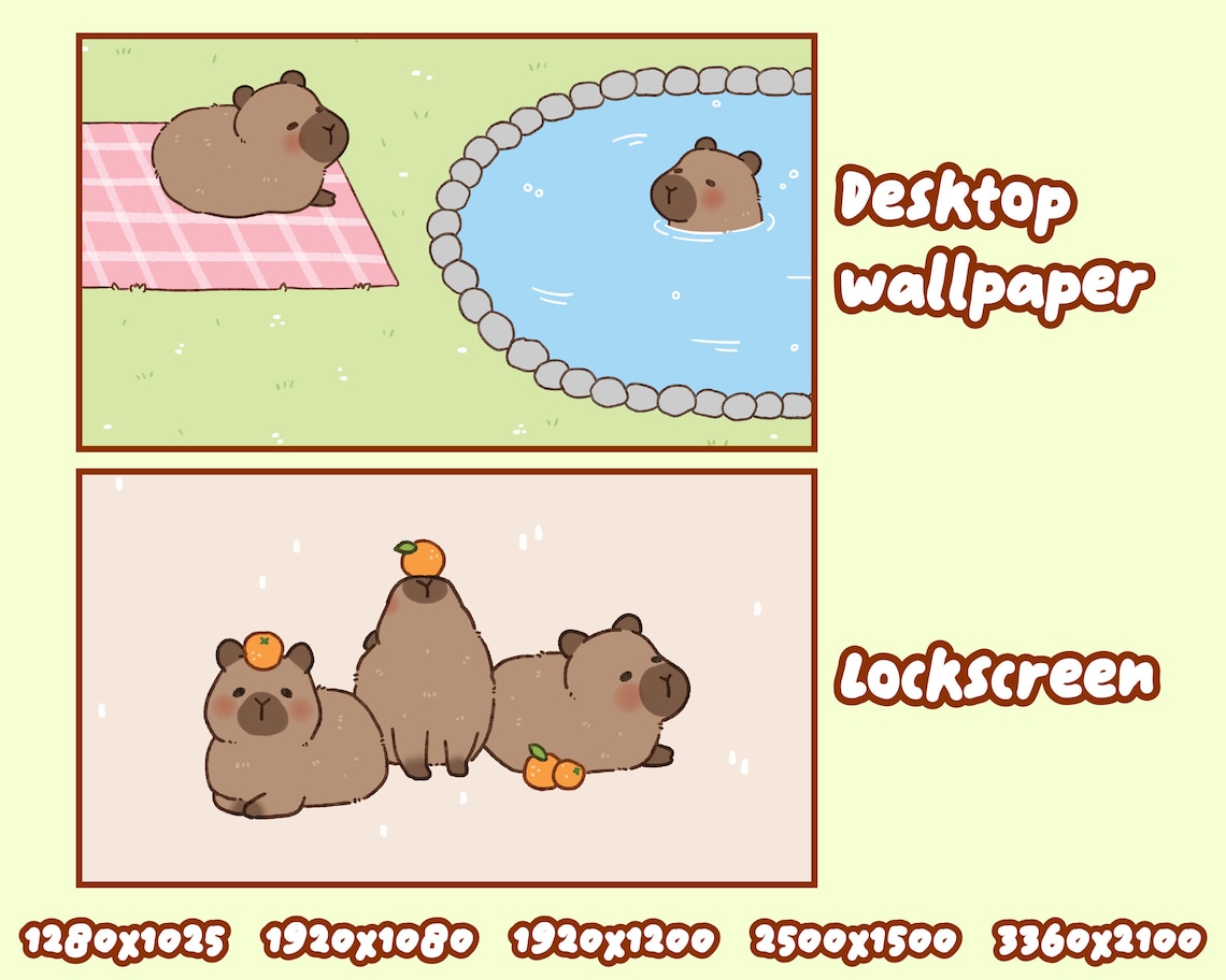 Cute Animal Wallpapers for Pc/mac: Animated Backgrounds With Capybara ...