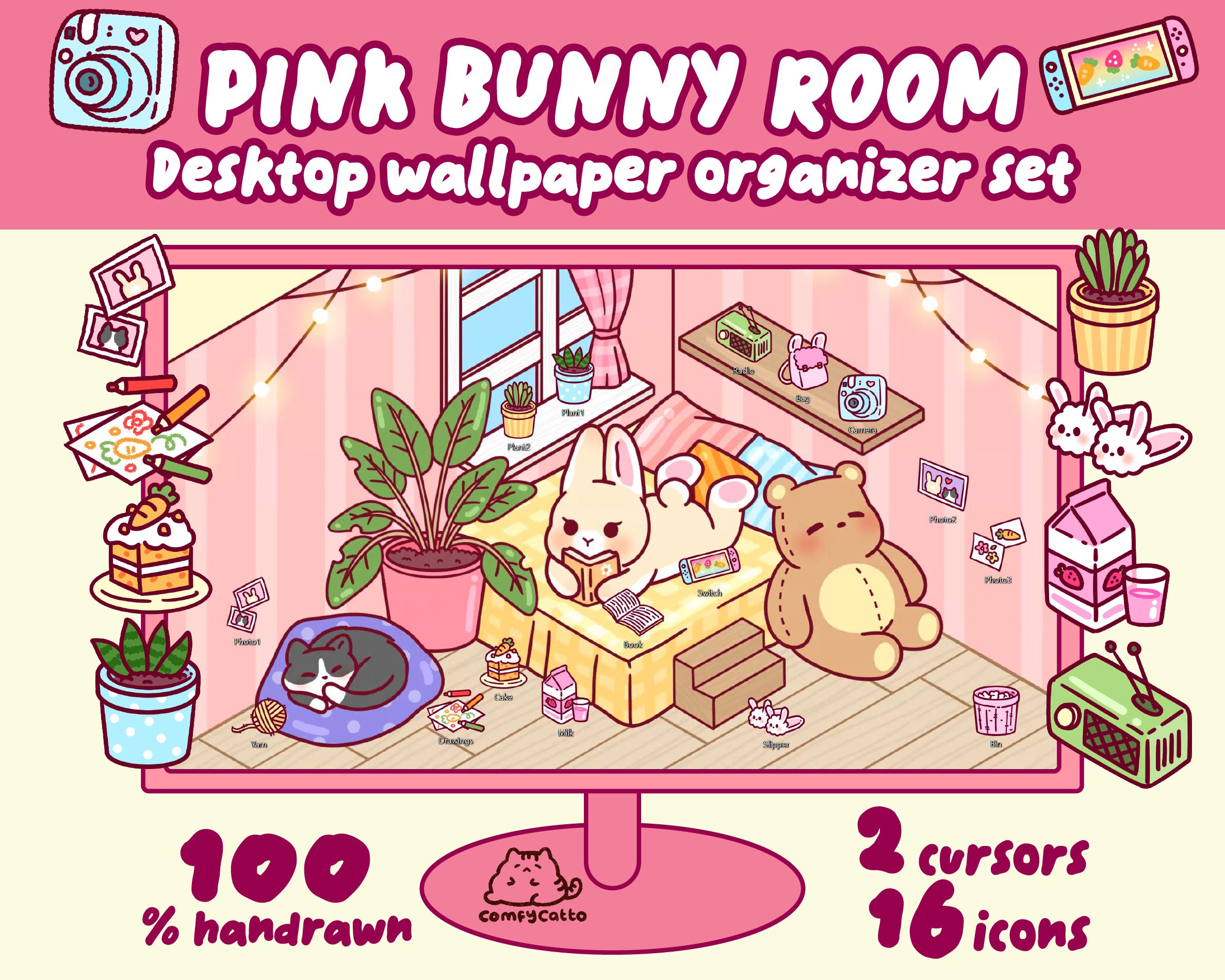 Animated Pink Bunny Wallpaper and Icon Set Desktop Wallpaper Desktop ...