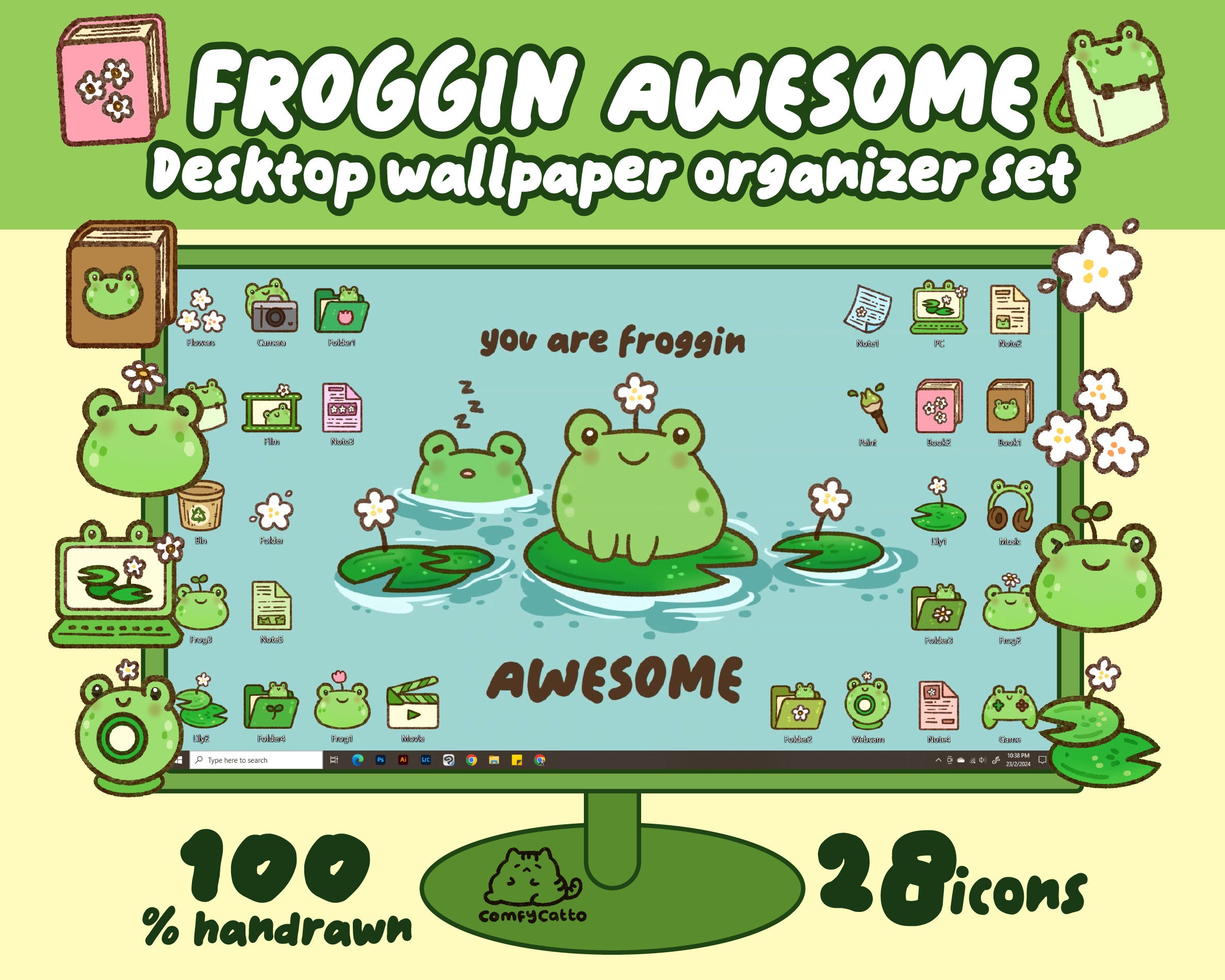 Animated Frog Desktop Wallpaper Frog Wallpaper Organizer Set Cute ...