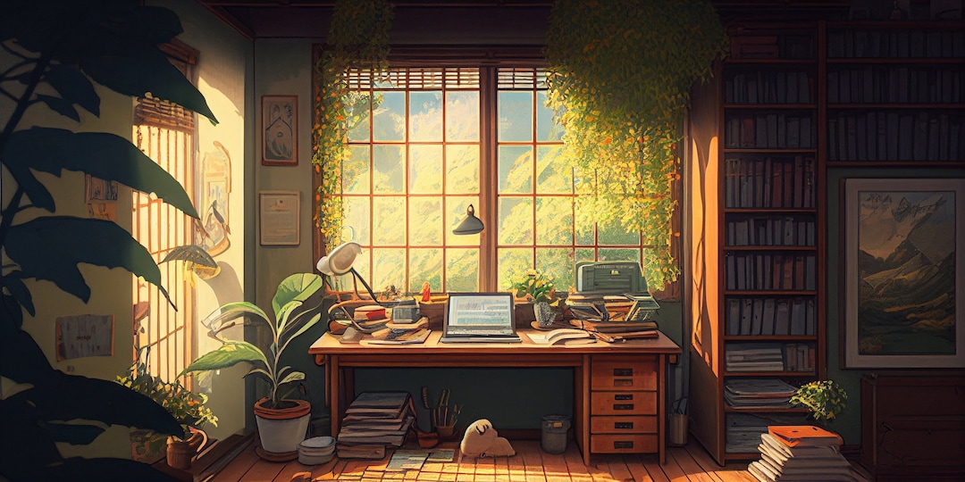 Zoom Virtual Background Japanese Anime Themed Workspace - Etsy Australia