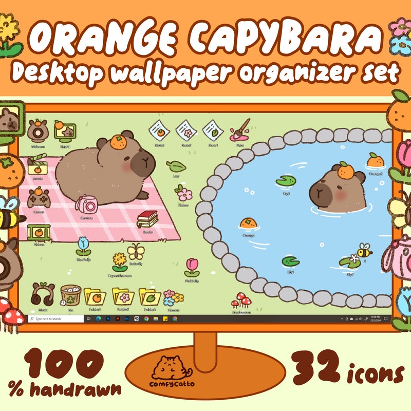 Capybara Desktop Wallpaper - Etsy