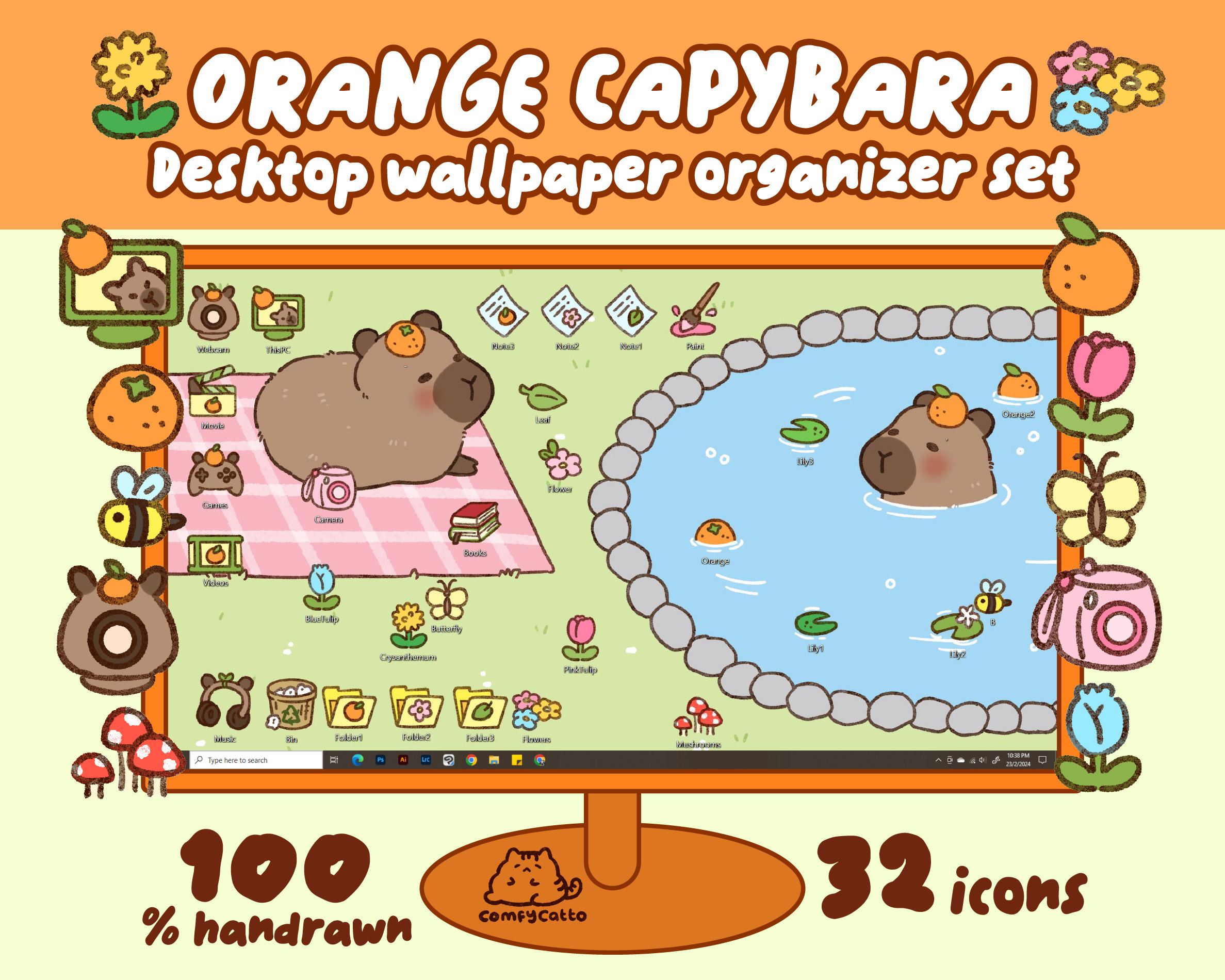Cute Animal Wallpapers for Pc/mac: Animated Backgrounds With Capybara ...