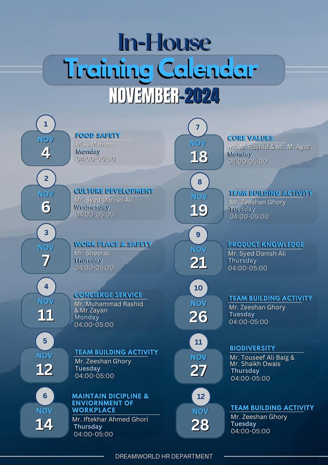 Printable In-house Training Calendar Template | Editable PDF | Staff Training Scheduler | Office ...