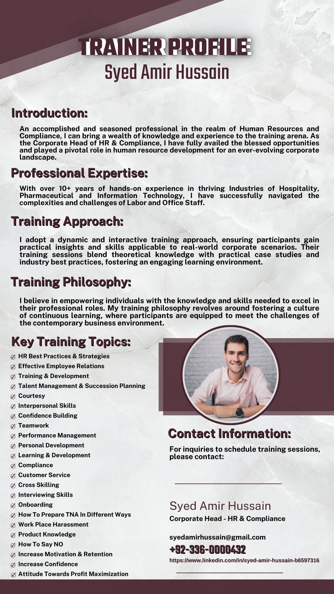 Corporate Trainer Profile | CV | Resume | HR & Compliance Expert ...