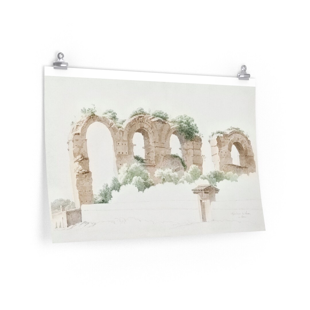 Aqueduct in Rome Hand Drawn Vintage Illustrations Wall Art / Minimalist ...
