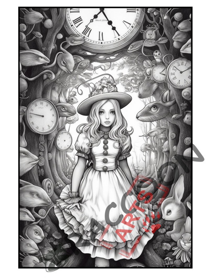 Coloring Pages - Alice in Wonderland - Fairy Tales - Digital Product ...