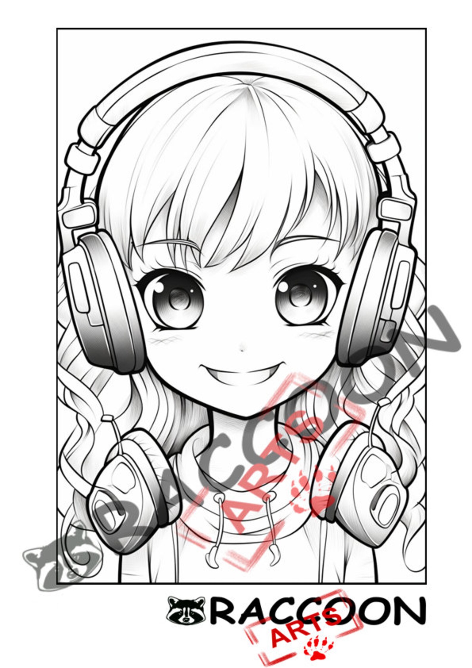 Colorings for Kids and Adults Cute Kawai Girls and Flowers - Etsy