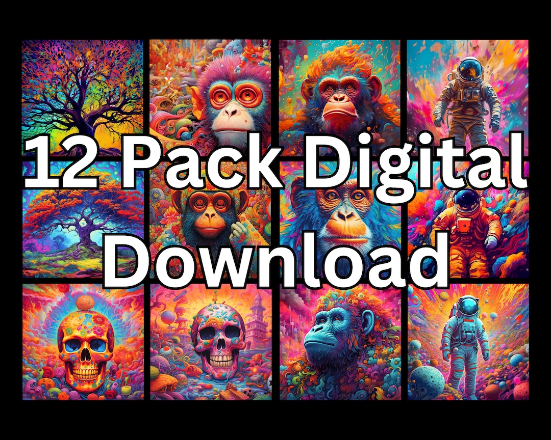 Psychedelic Trippy Wall Collage Kit | 12 PCS Aesthetic Trippy Room ...