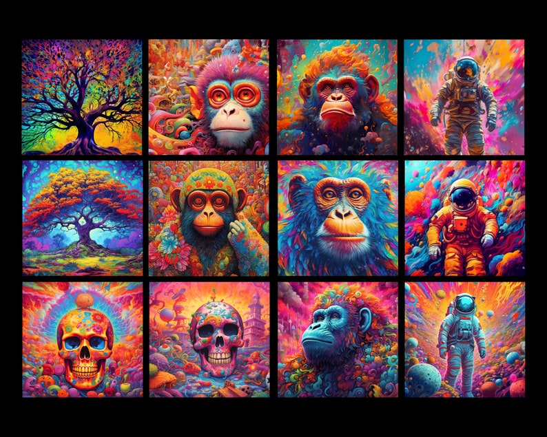Psychedelic Trippy Wall Collage Kit | 12 PCS Aesthetic Trippy Room ...