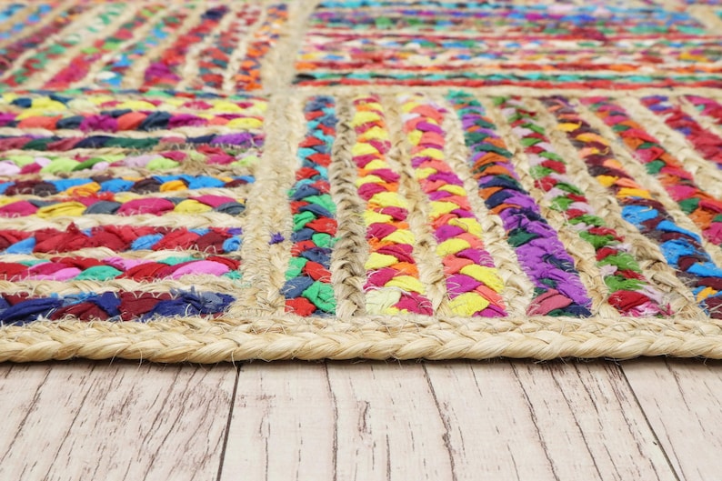 Hand Braided Chindi Cotton Jute Rug, Bohemian Area Rug - Etsy