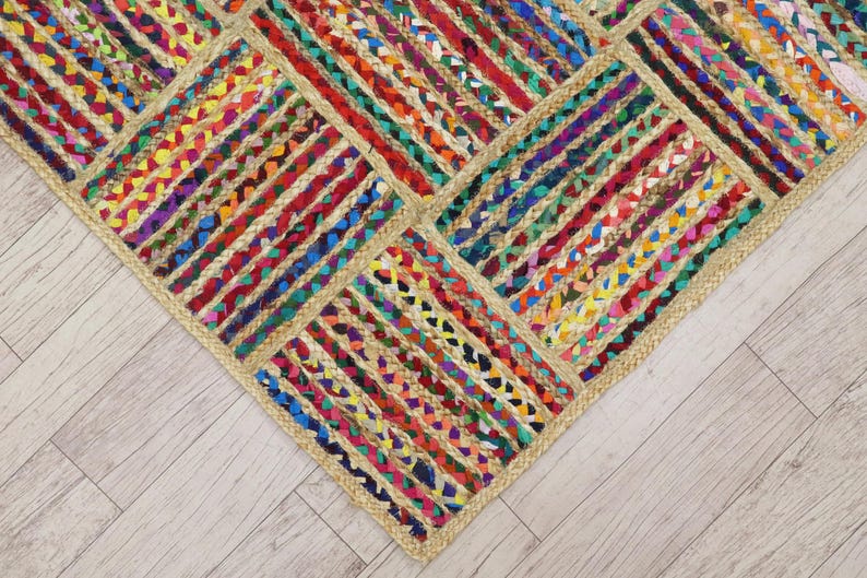 Hand Braided Chindi Cotton Jute Rug, Bohemian Area Rug - Etsy