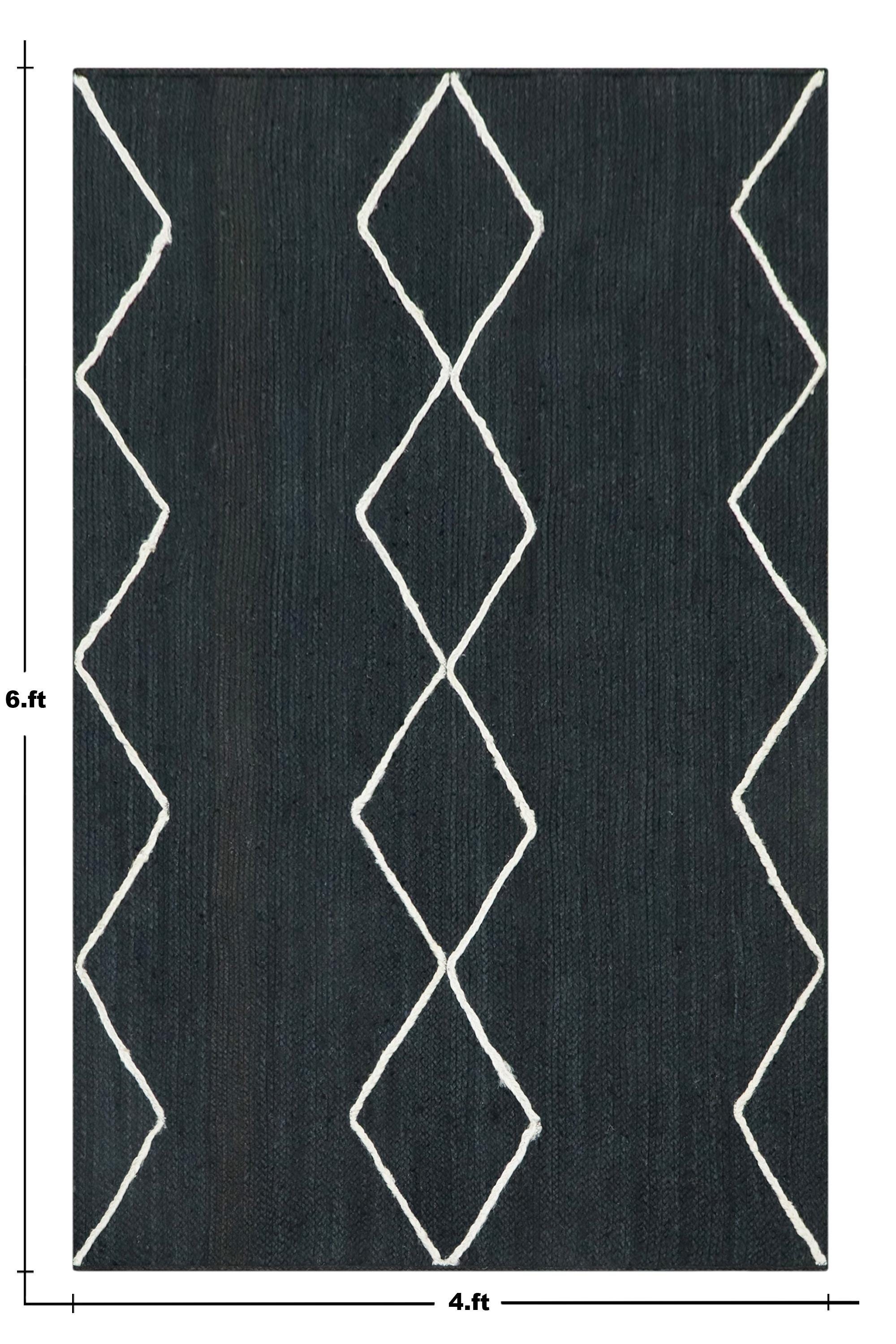 Black White Jute Rug 5x7 3x10 8x10 Ft Boho Washable Area Carpet - Etsy
